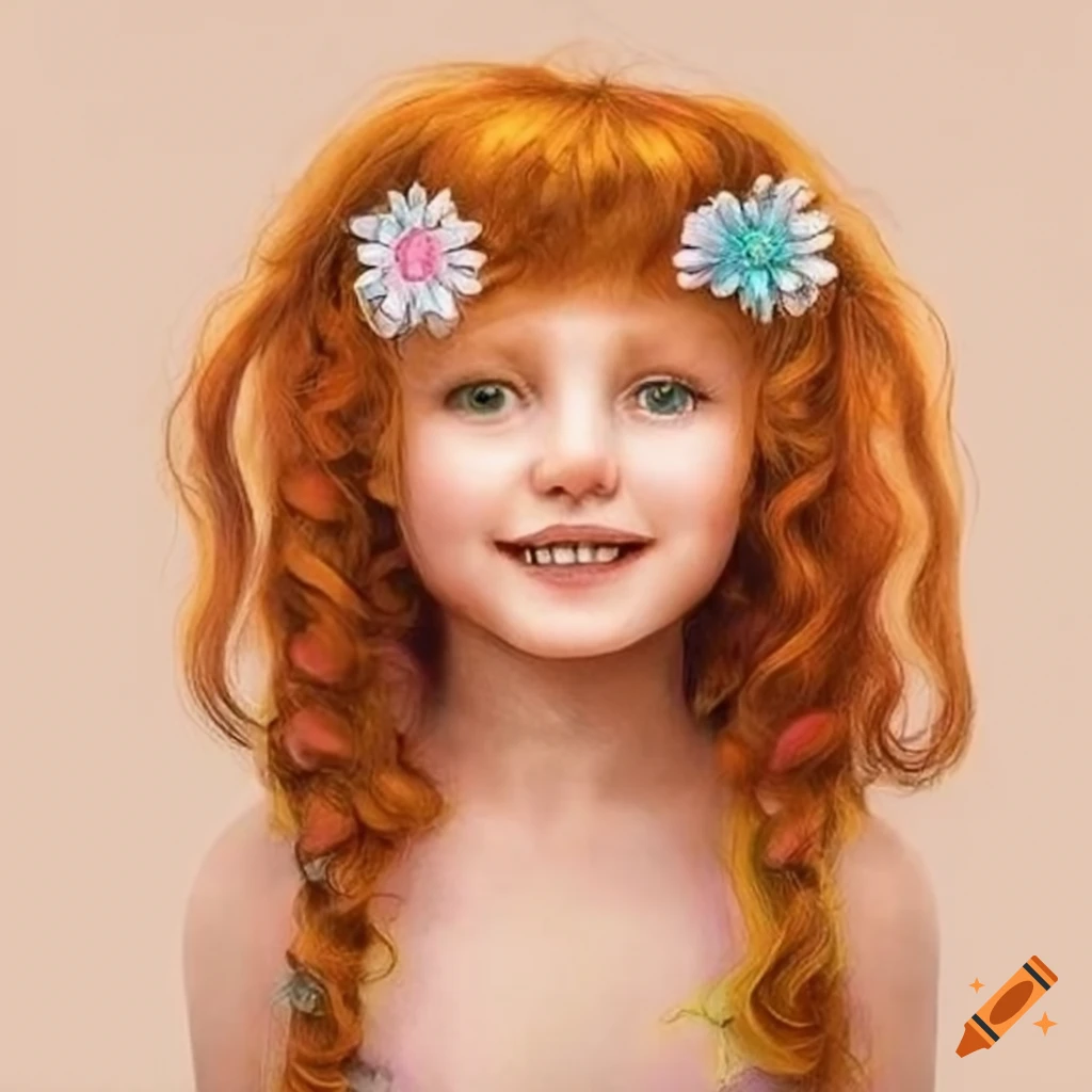 Adorable illustration of smiling ginger-haired girls on Craiyon
