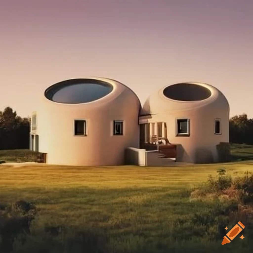 Cylindrical houses in a beautiful suburb on Craiyon