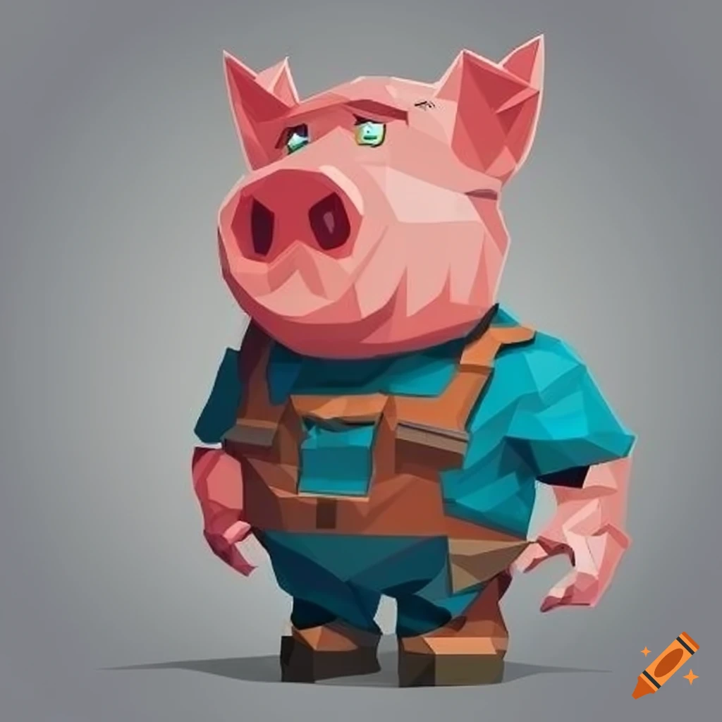 Chibi-style fat pig mechanic concept art for t-shirt on Craiyon