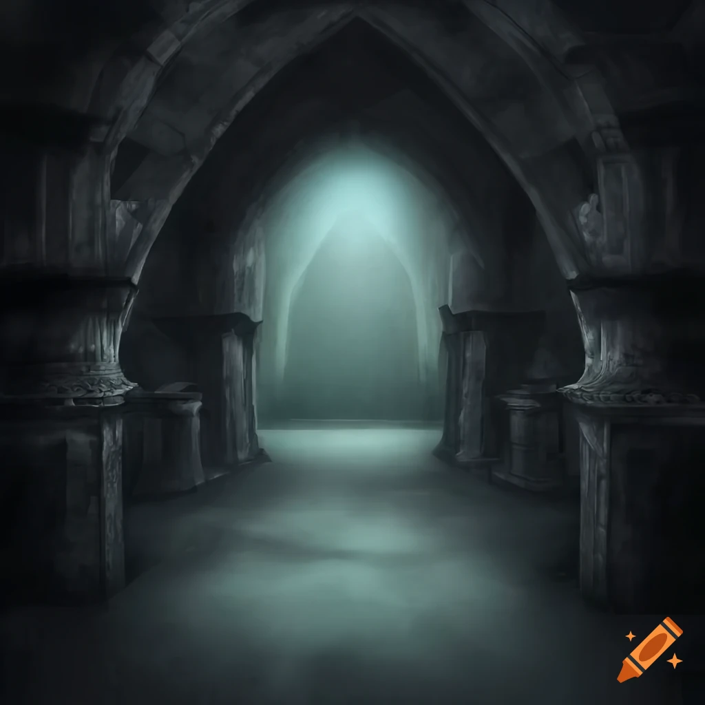 Gothic crypt with pale white light on Craiyon