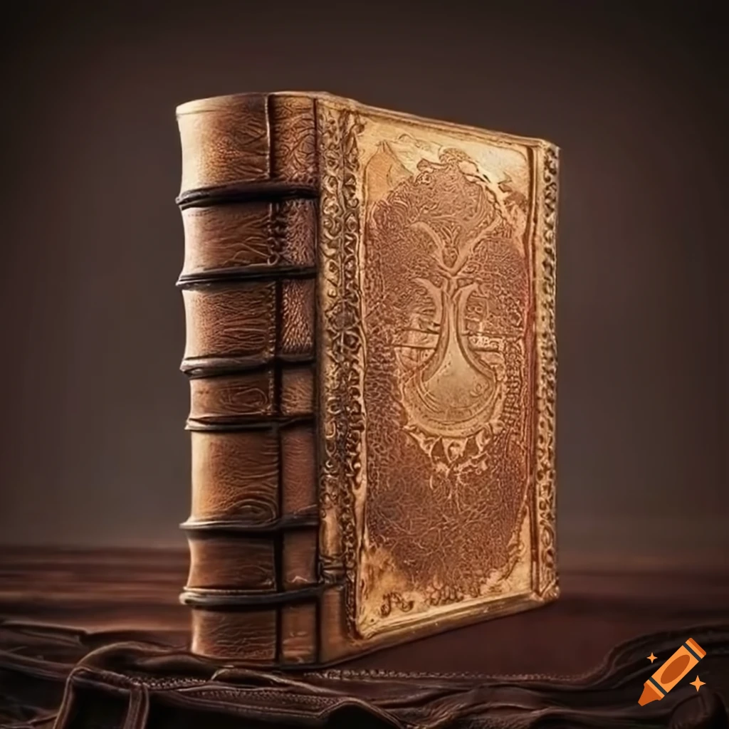 Antique leather-bound book on Craiyon