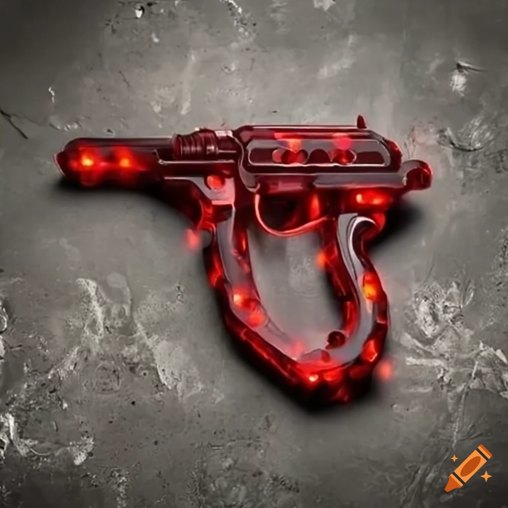 Alien technological gun with ruby accents on Craiyon