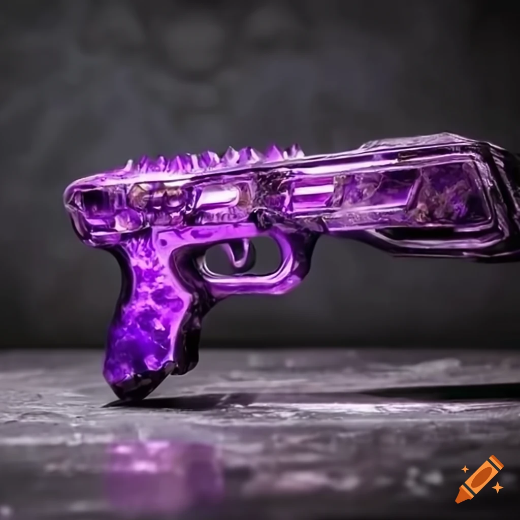 Image of an alien gun with glowing purple accents on Craiyon