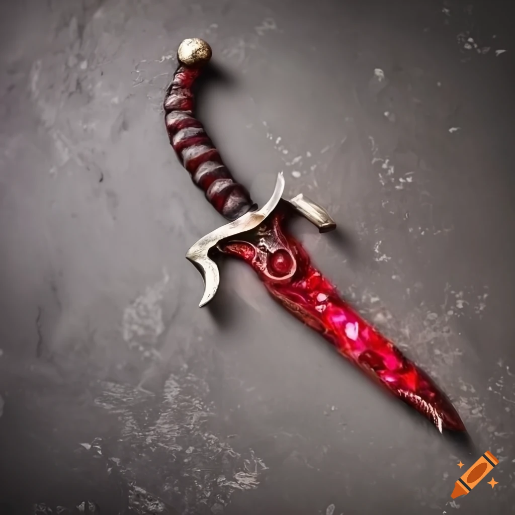 Sword with a red garnet blade emitting electricity on Craiyon