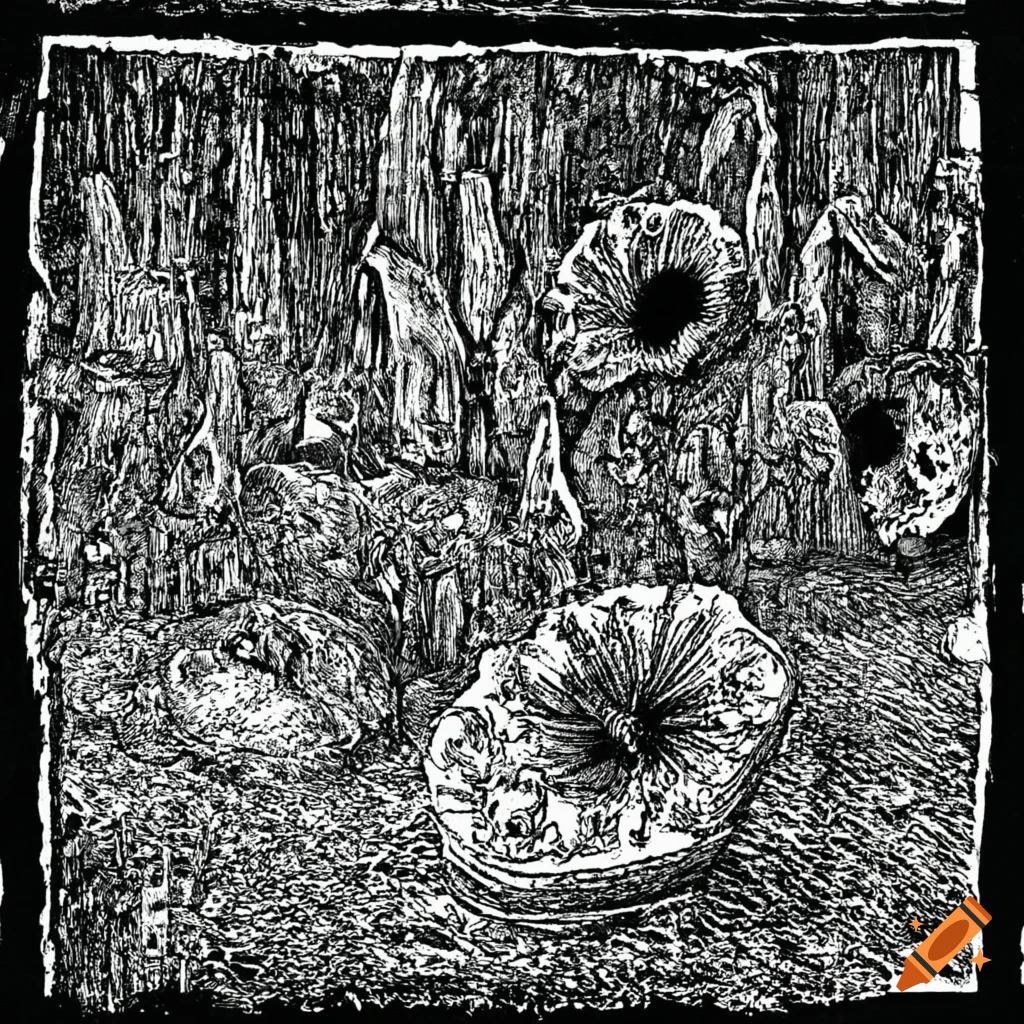 Distorted schematic of a medieval apocryphal garden on Craiyon