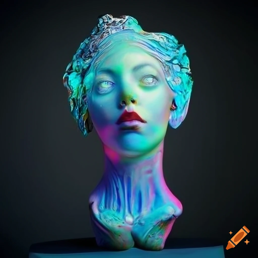 Intricate and surreal sculpture in veined marble on Craiyon