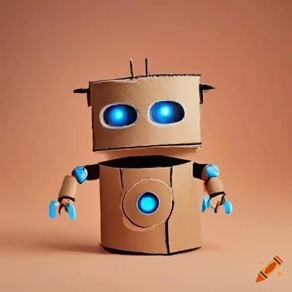 Cute robot with a cardboard body and pixar-inspired look on Craiyon