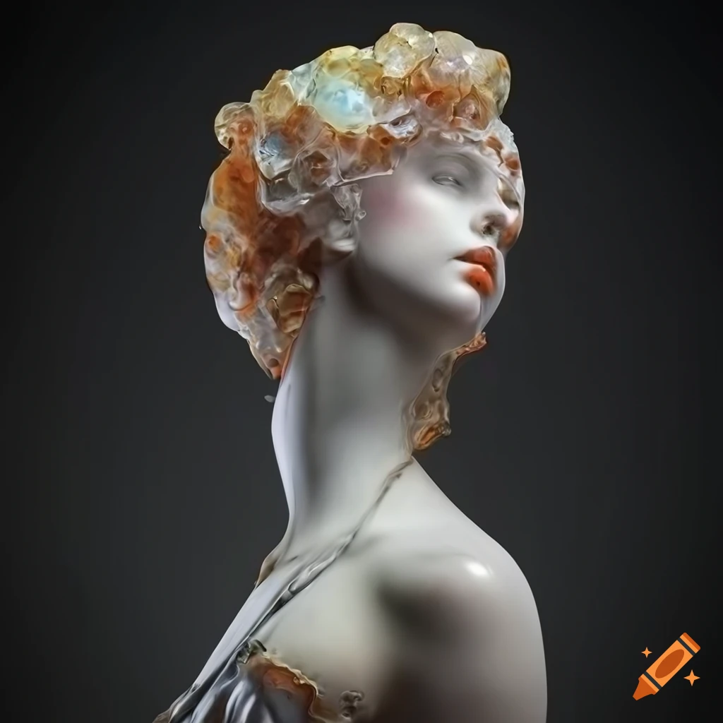Intricate marble sculpture with vibrant colors on Craiyon