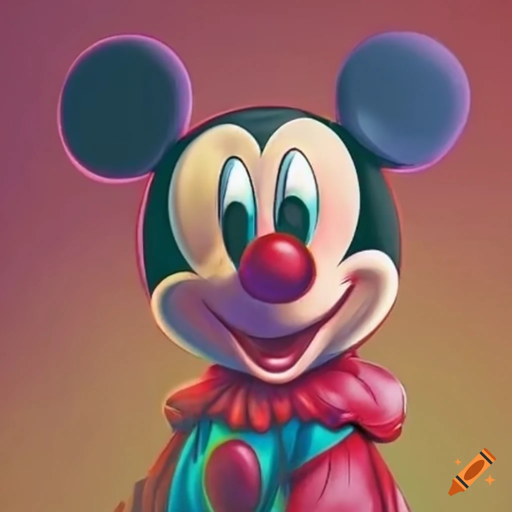 Mickey Mouse dressed as a clown on Craiyon