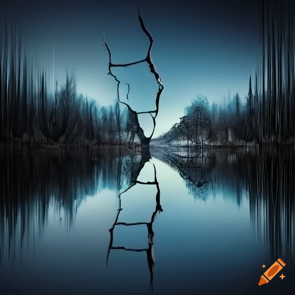 Hyper realistic cracked mirror landscape on Craiyon