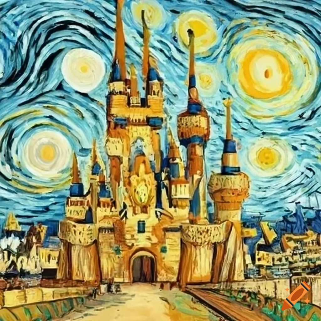 Disney castle in van Gogh style on Craiyon
