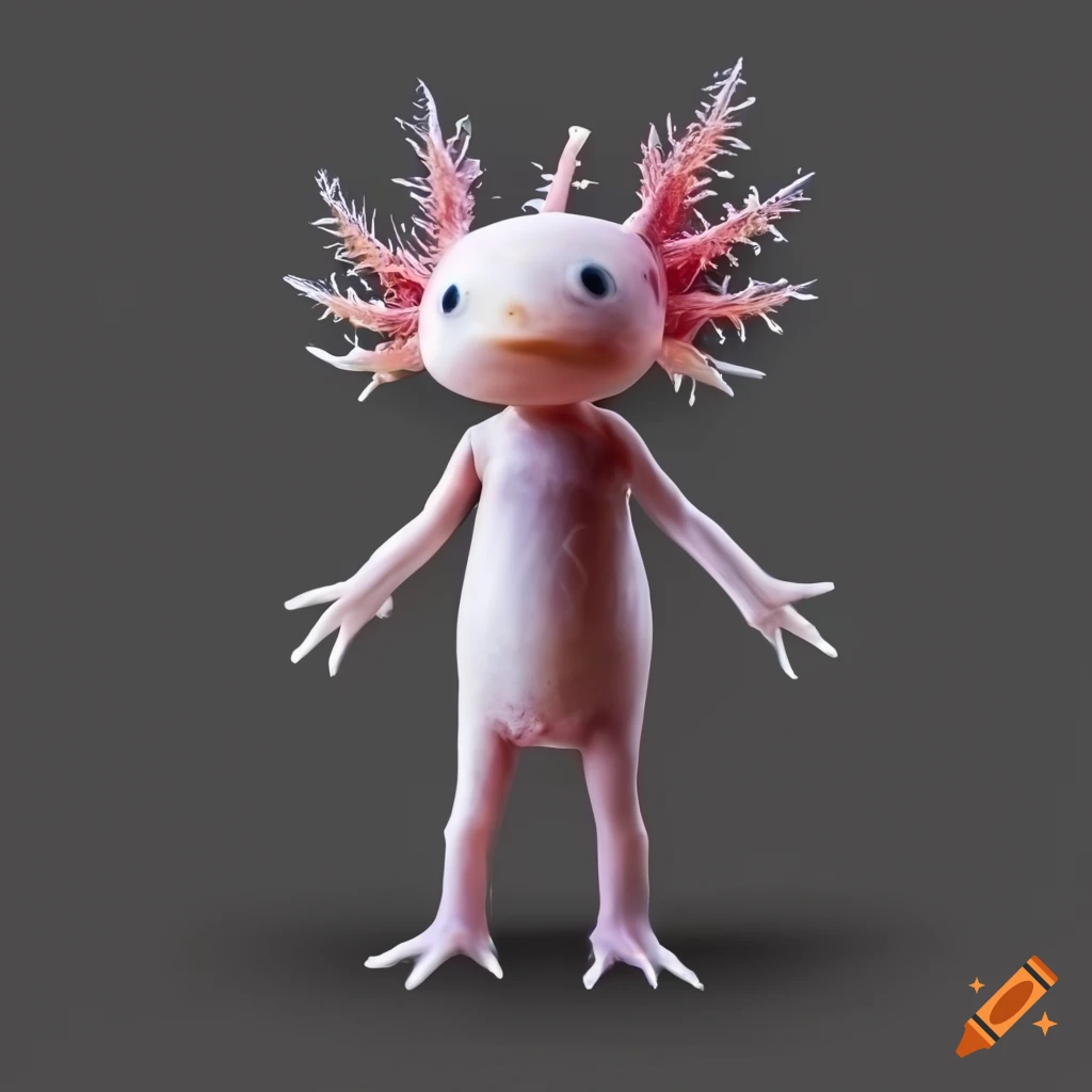 Axolotl waving its hands on a glove on Craiyon