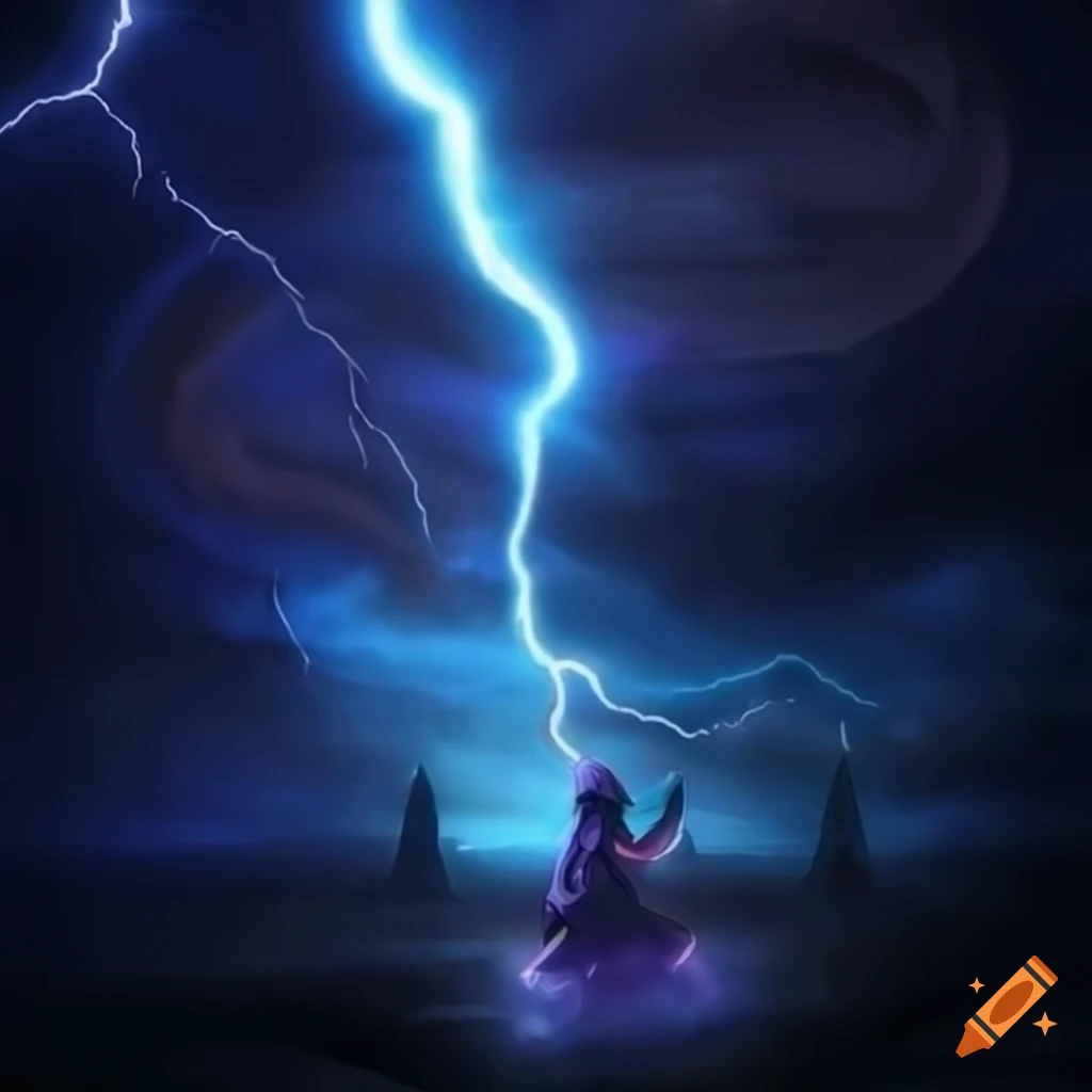 Digital art of anime lightning on Craiyon