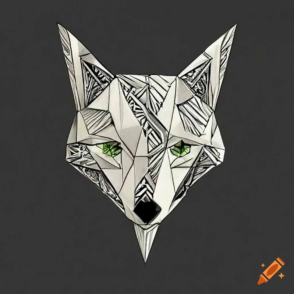 Intricate origami fox tattoo with geometric details on Craiyon