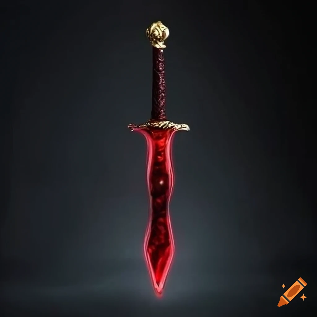 Sword with a red garnet blade emitting electricity on Craiyon
