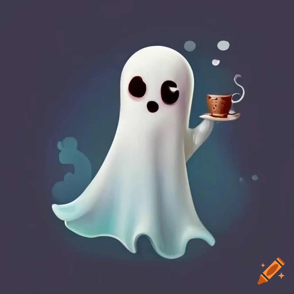 Cute ghosts with coffee on Craiyon