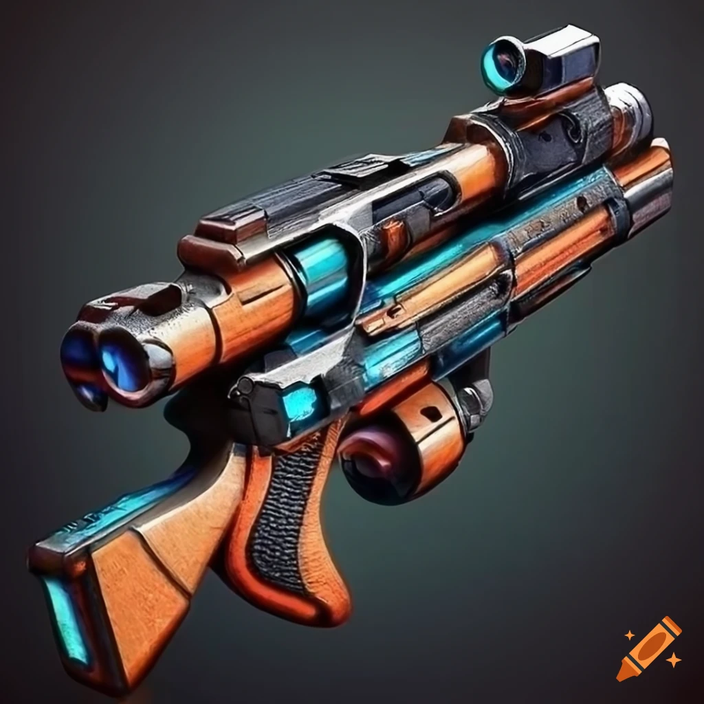 Hyperrealistic sci-fi coilgun sniper revolver on Craiyon