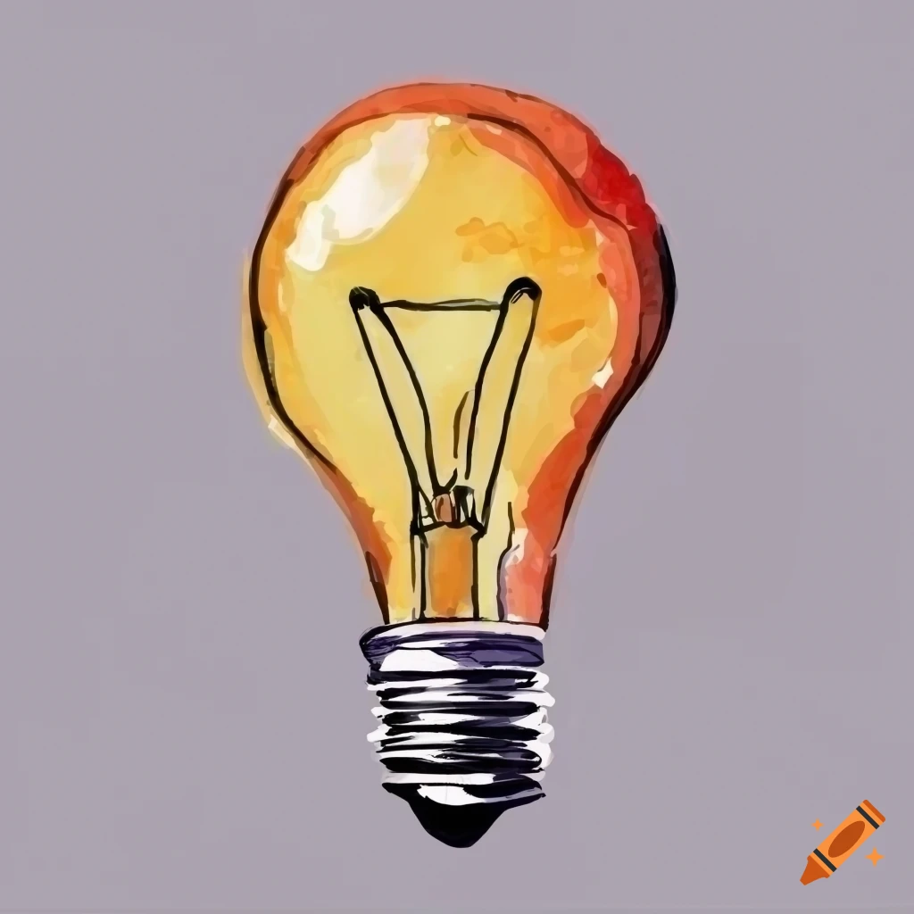 Watercolor illustration of a lightbulb on Craiyon