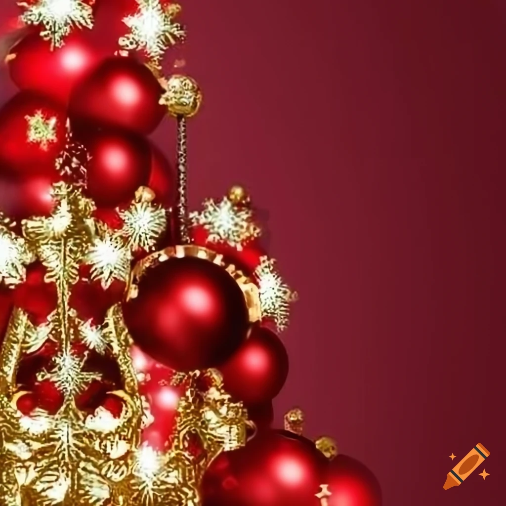 Red and gold Christmas decorations on a transparent background on Craiyon