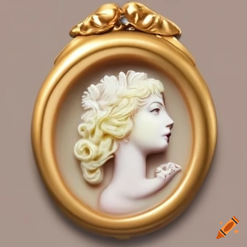 Grey wax seal with a delicate golden cameo girl face