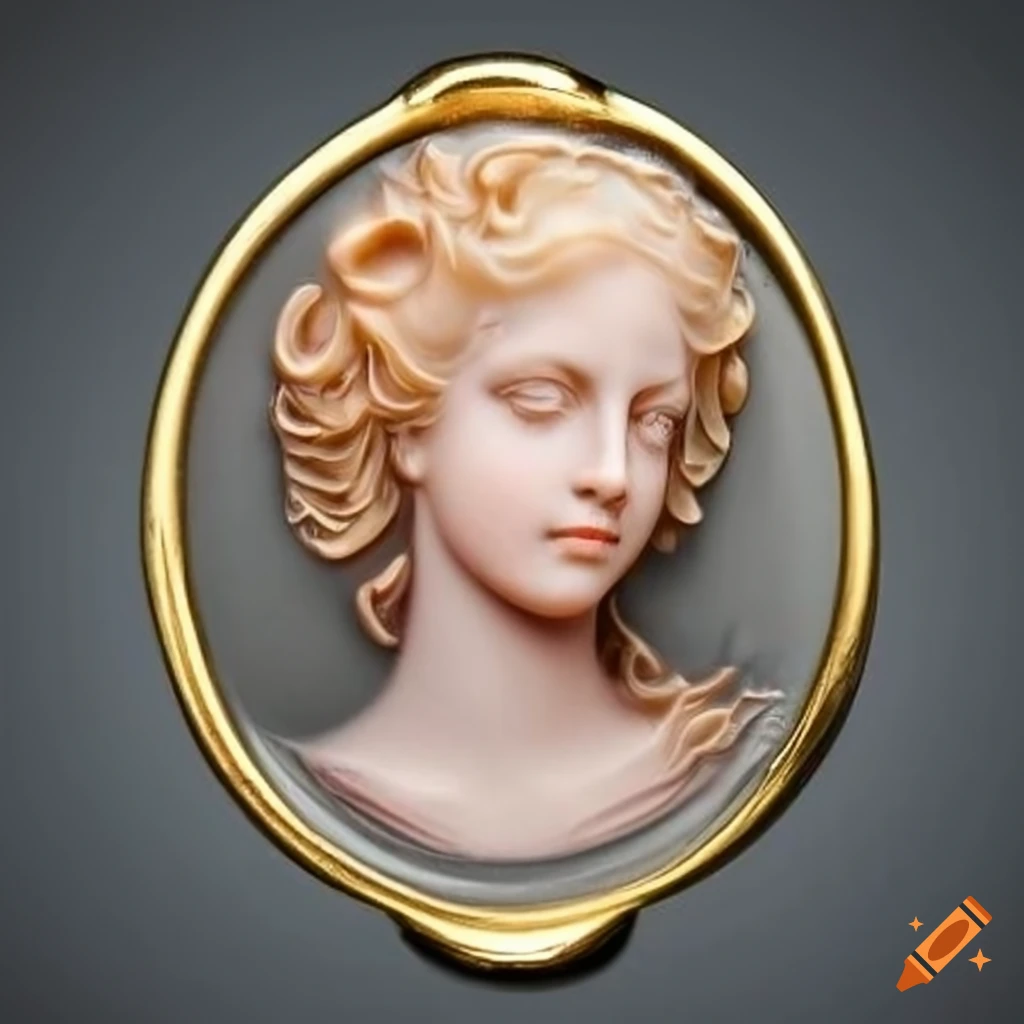 Grey wax seal with a delicate golden cameo girl face on Craiyon