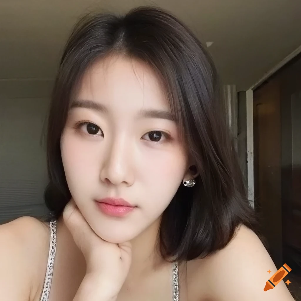 Selfie of a young Korean woman with natural skin on Craiyon