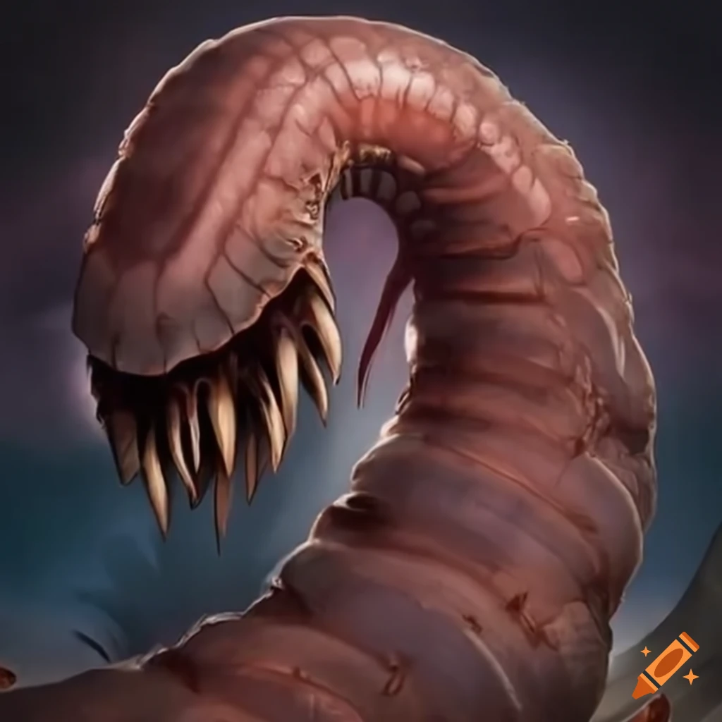 Illustration of a giant worm-like monster on Craiyon