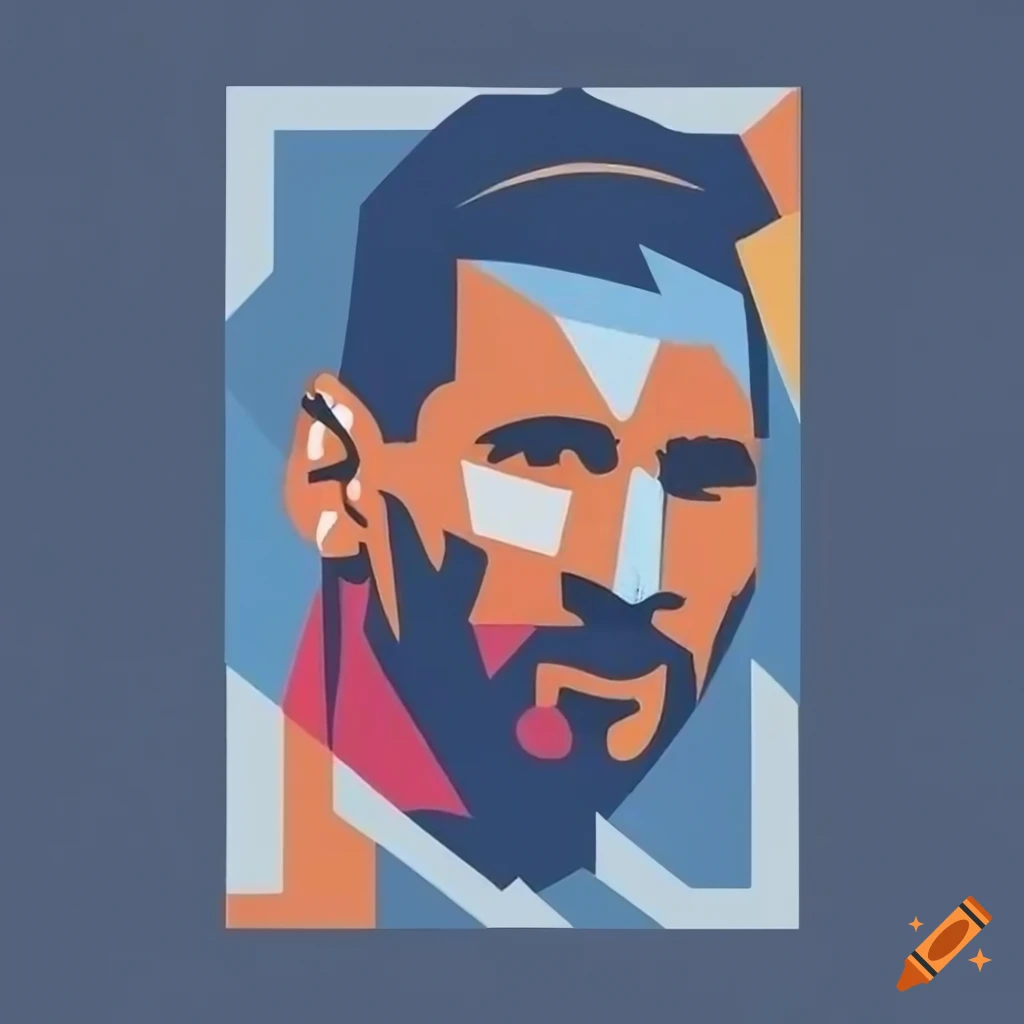 Minimalist illustration of lionel messi in bold colors on Craiyon