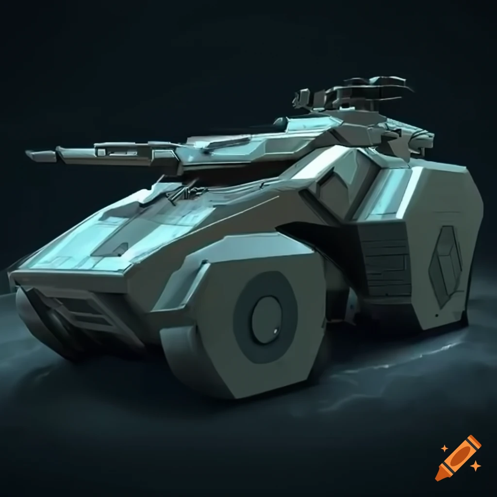 Futuristic military vehicle on an alien planet on Craiyon