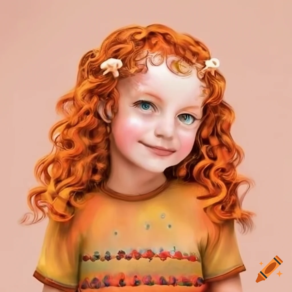Colorful illustration of smiling ginger-haired girls on Craiyon