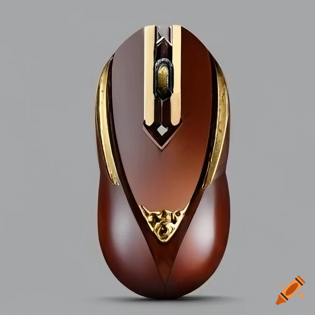 Art deco computer mouse with golden filigree accents on Craiyon