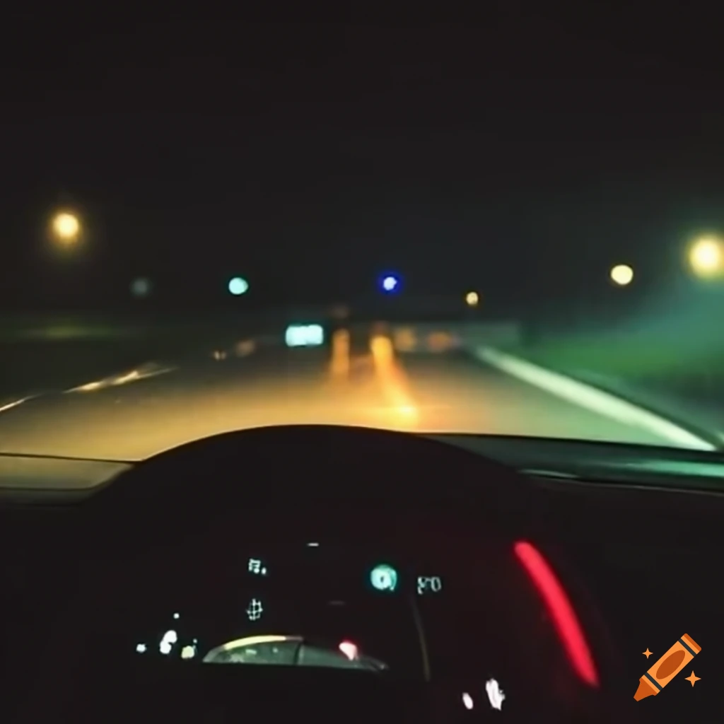 Image of a late night drive on Craiyon