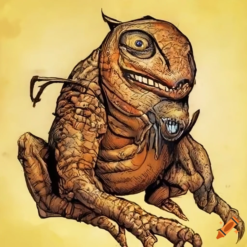 Vibrant illustration of creatures from a Medieval Bestiary on Craiyon