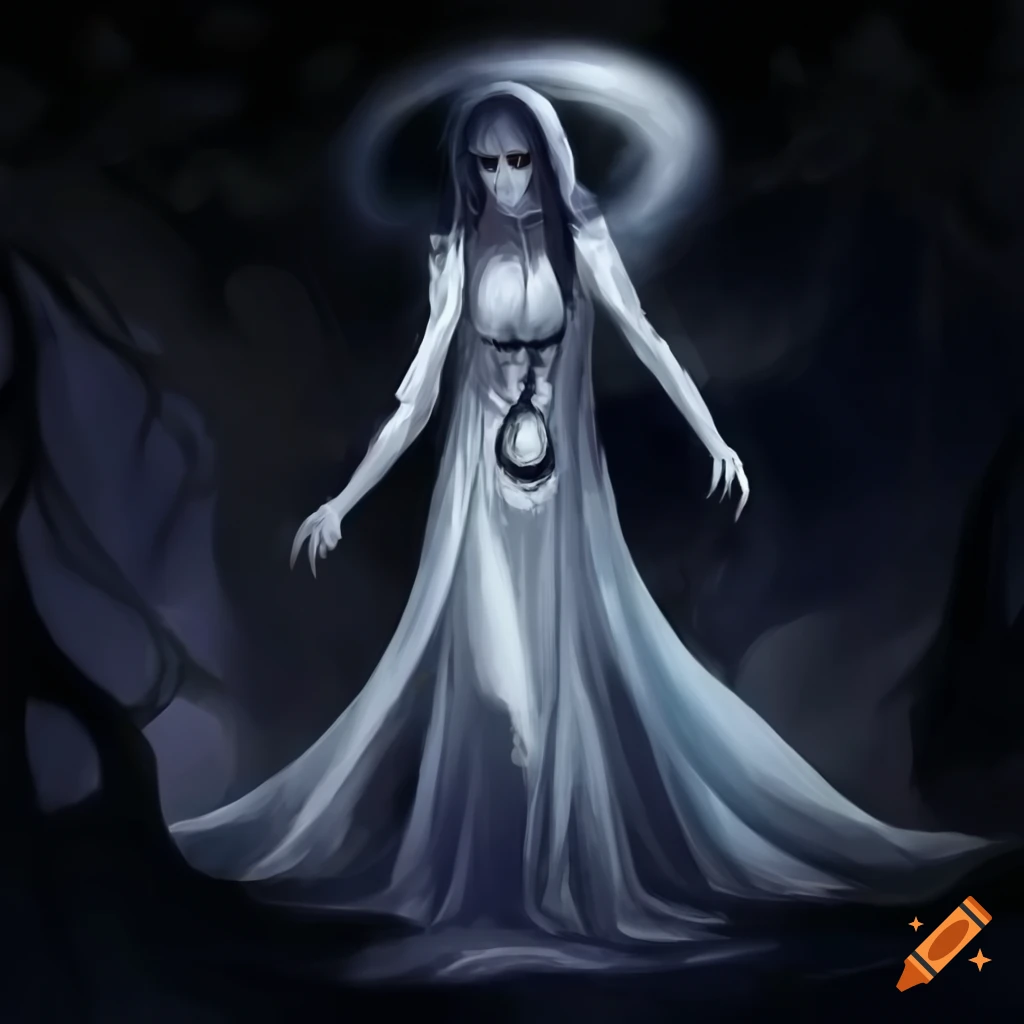Ethereal white grim reaper artwork on Craiyon