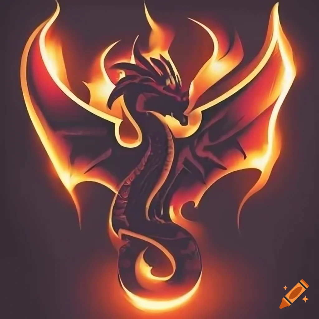 Logo with a dragon breathing fire on Craiyon