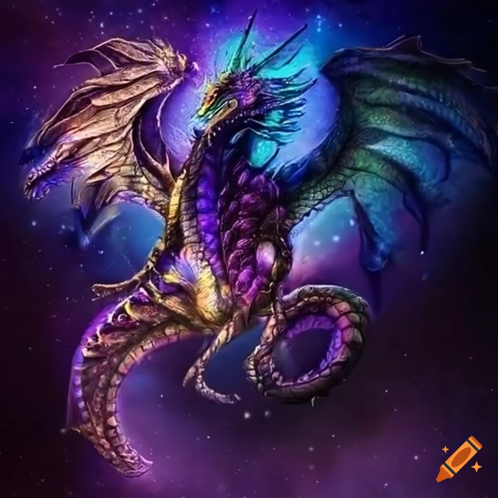 Image of a cosmic dragon with sparkling scales on Craiyon