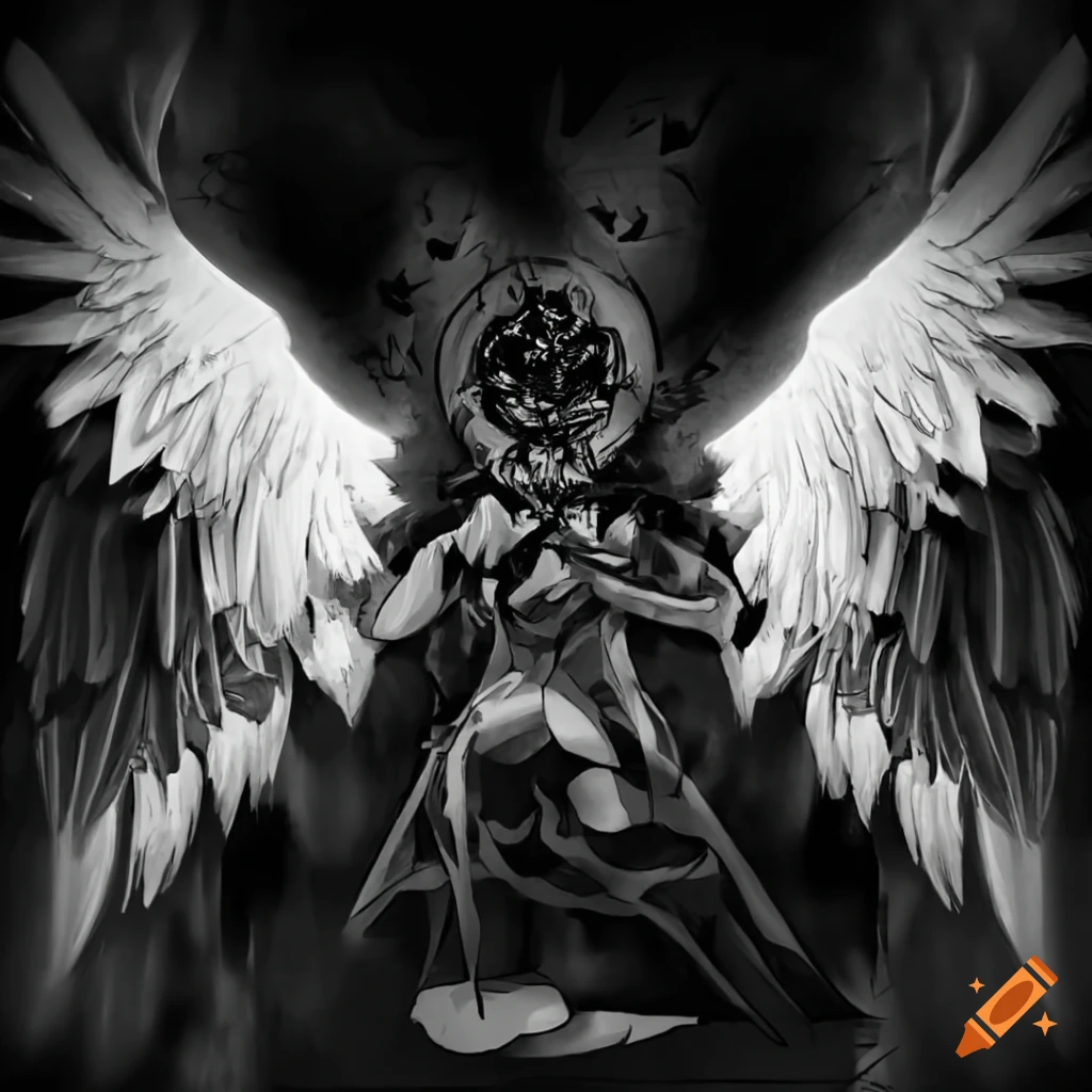 Image of a black-winged angel representing freedom on Craiyon