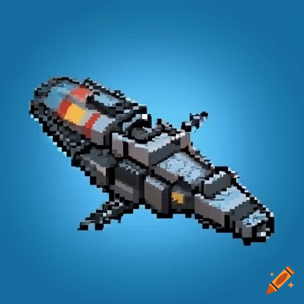 16-bit starship in profile view on Craiyon