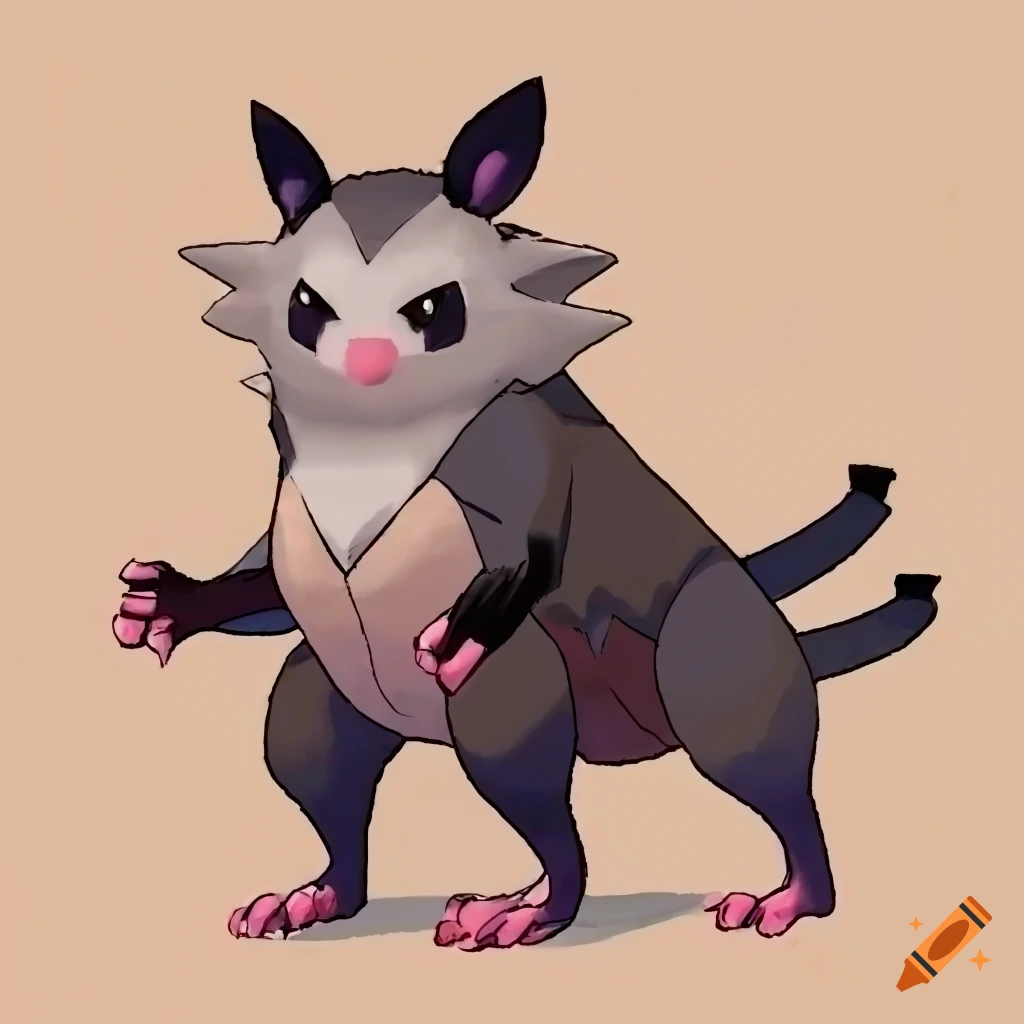Low angle view of a possum pokemon on Craiyon