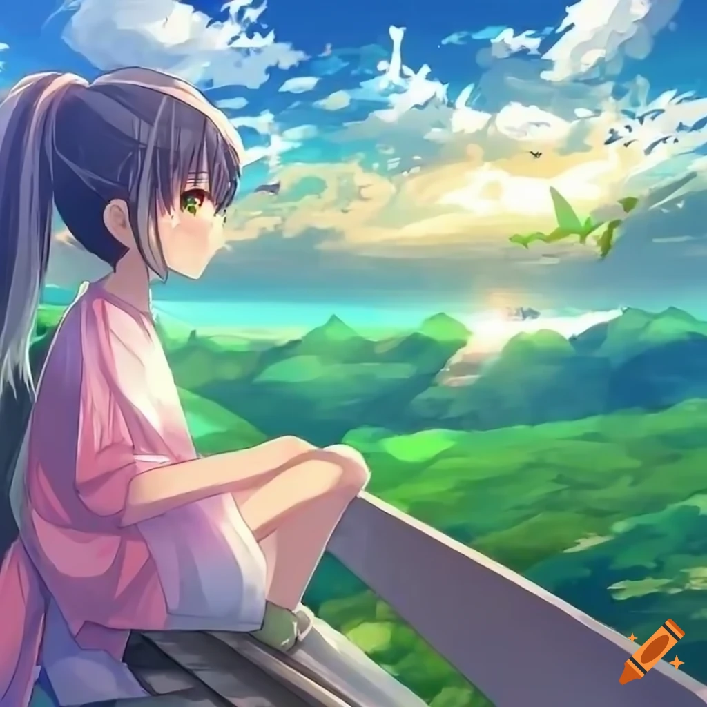 Anime-style train in a beautiful sunset landscape on Craiyon