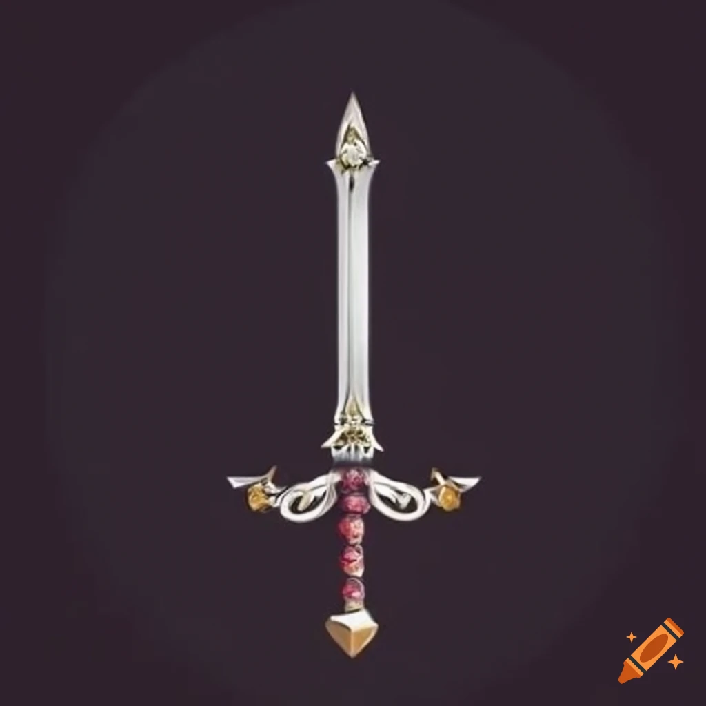 Exquisite sword with silver scabbard and gem-encrusted handle on Craiyon