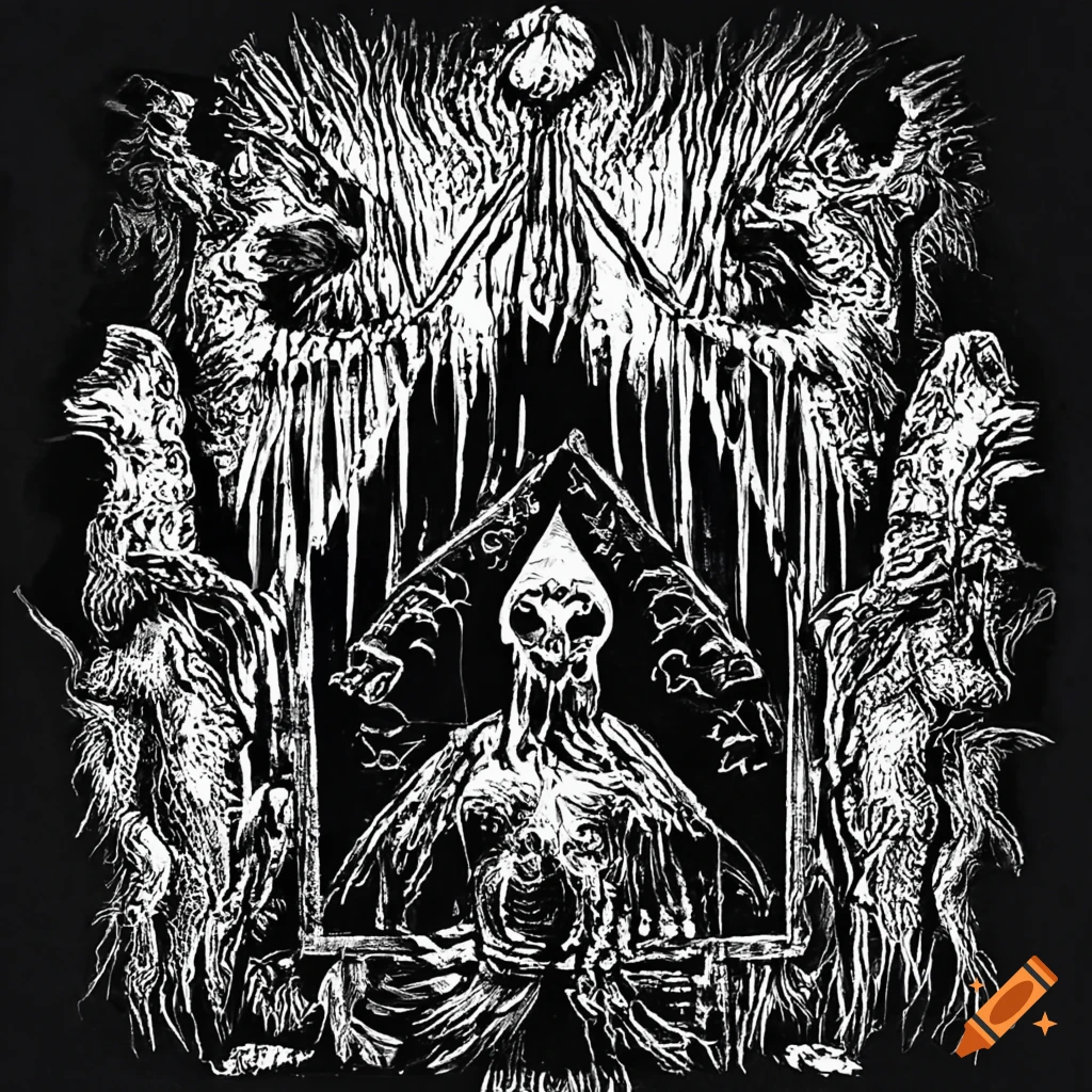 Monochrome etching of occult demons on Craiyon