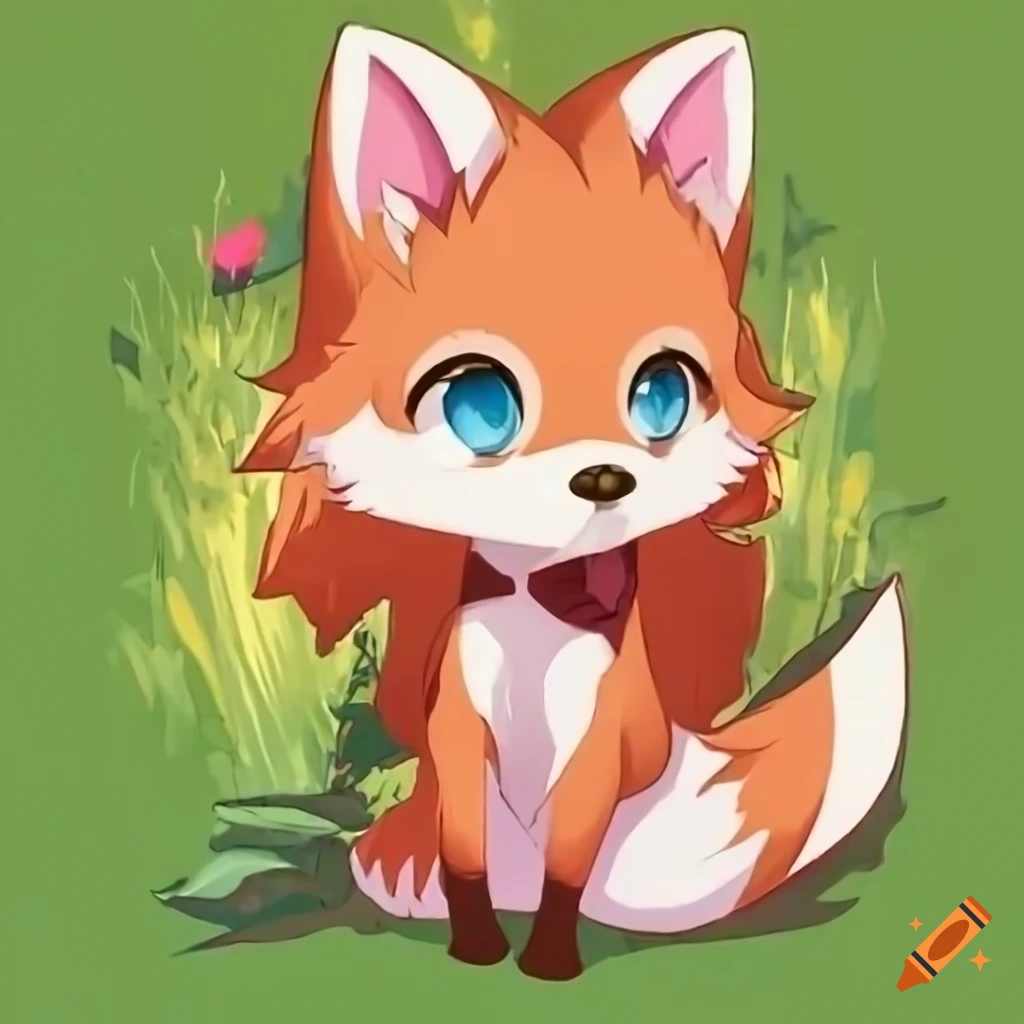 Chibi fox in a scenic countryside on Craiyon
