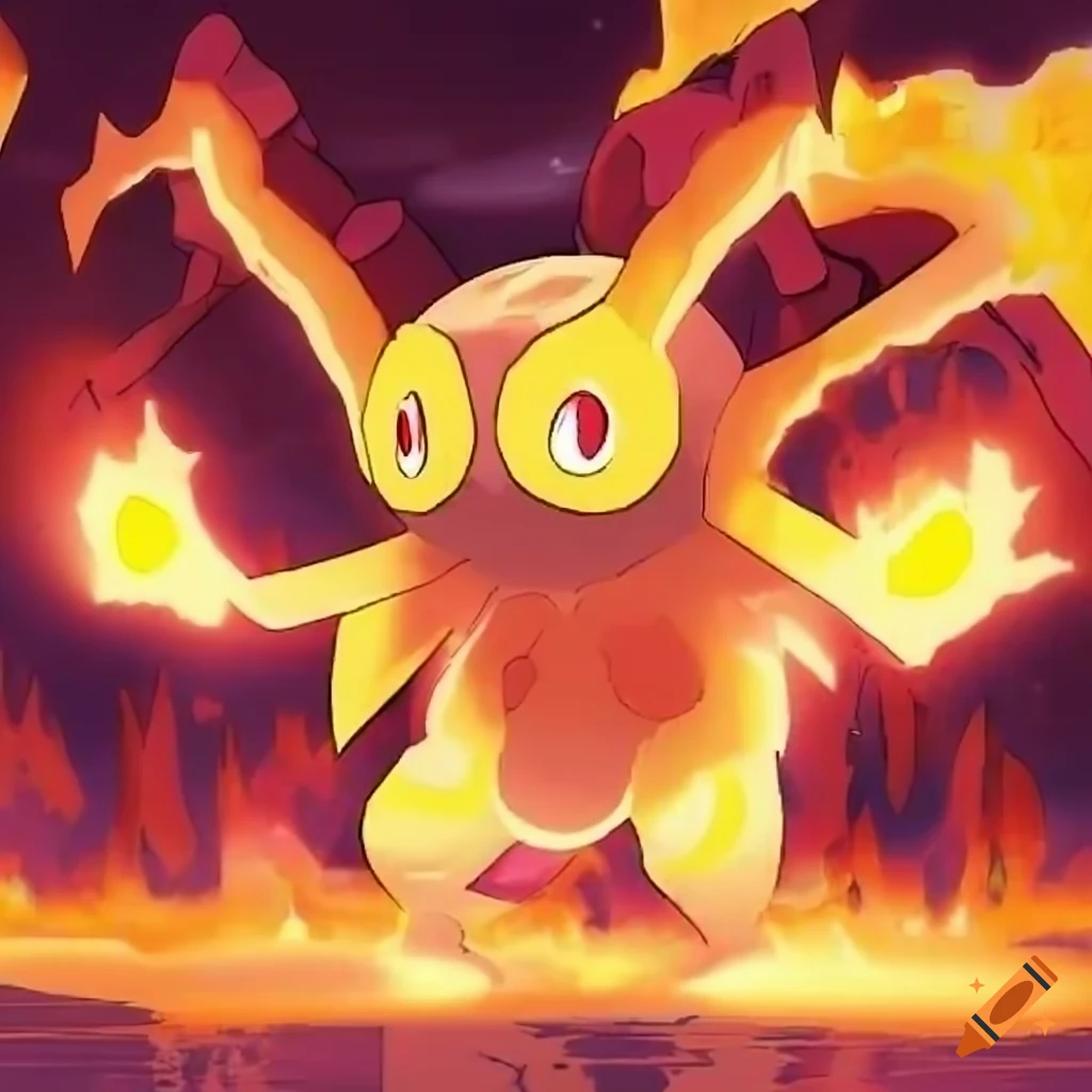 Sprite of fire-type pokémon with lava element on Craiyon