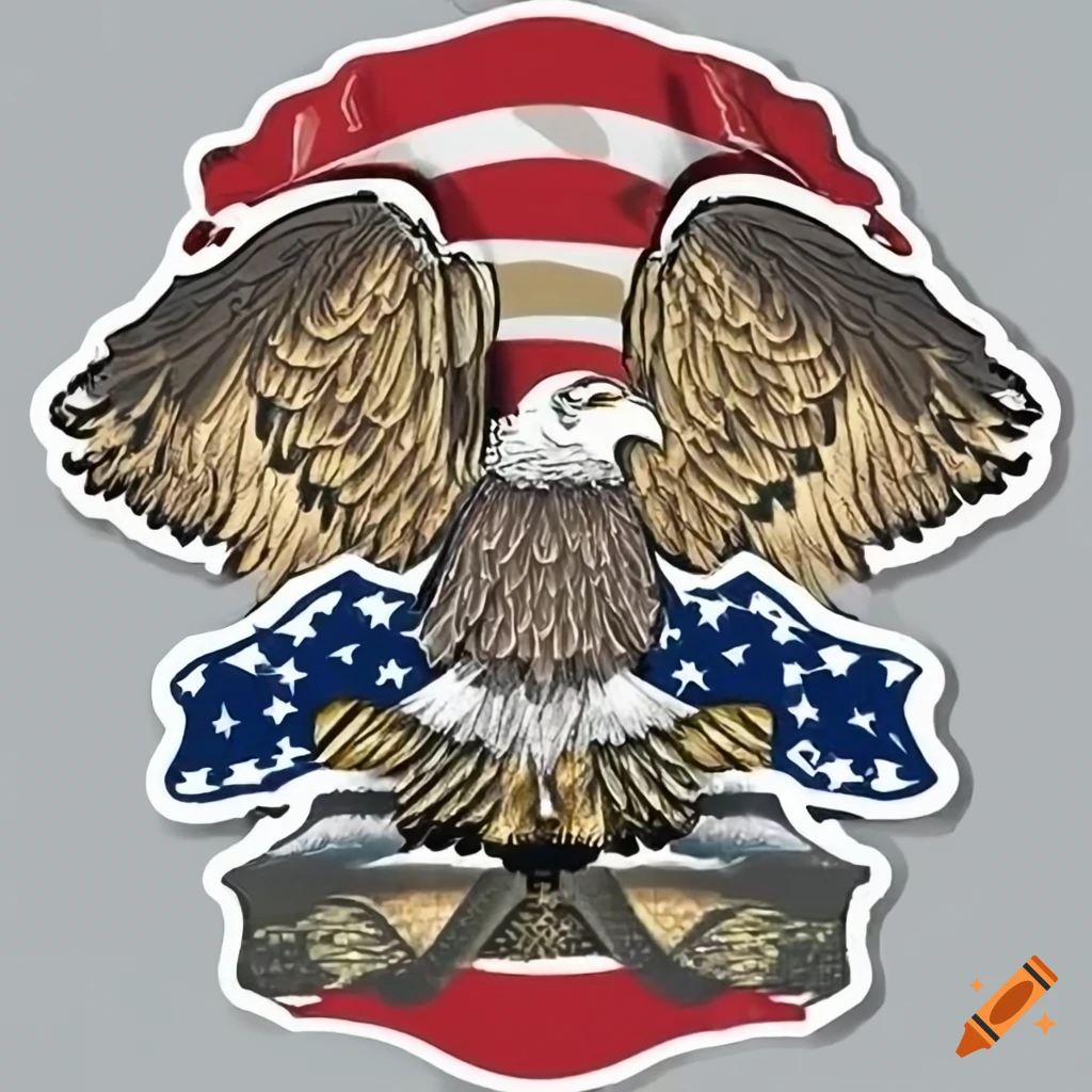 Patriotic military sticker design with stars, stripes, and an eagle on ...