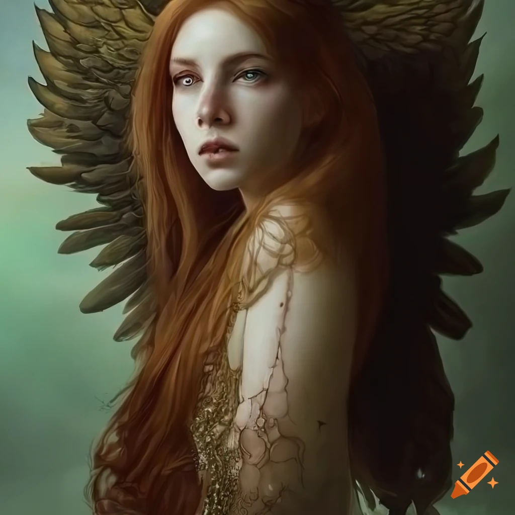 Photorealistic portrait of an ethereal angel with wings and veil on Craiyon