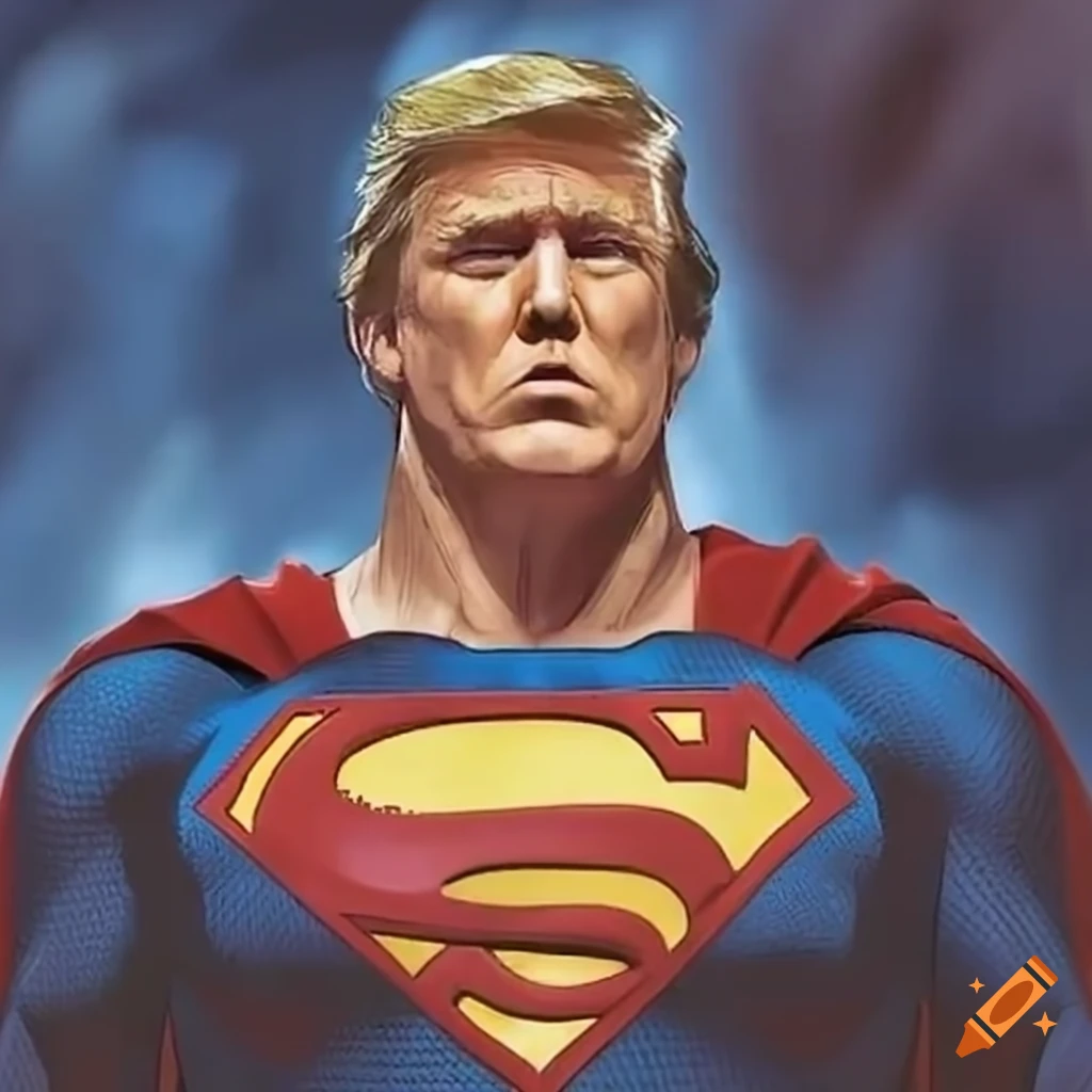 Satirical image of Donald Trump as Superman on Craiyon