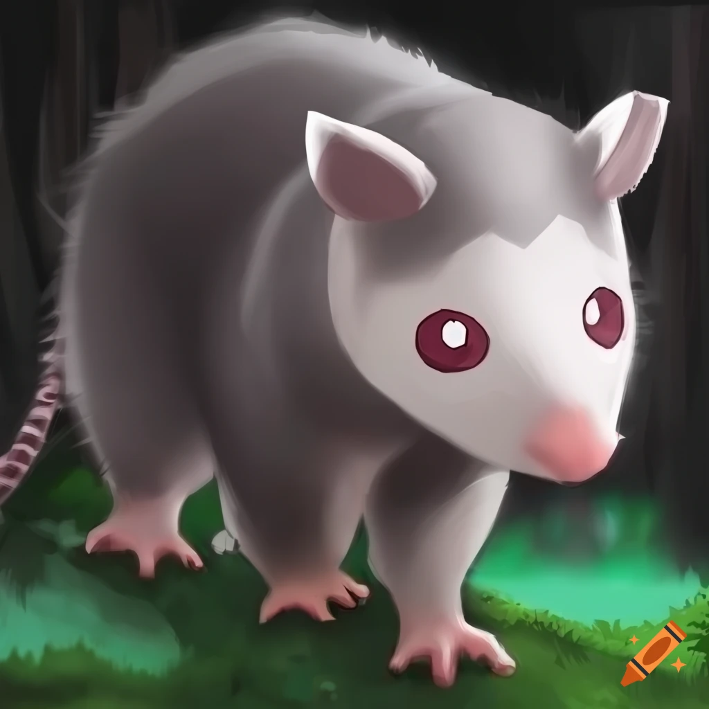 Low angle shot of possum pokemon on Craiyon