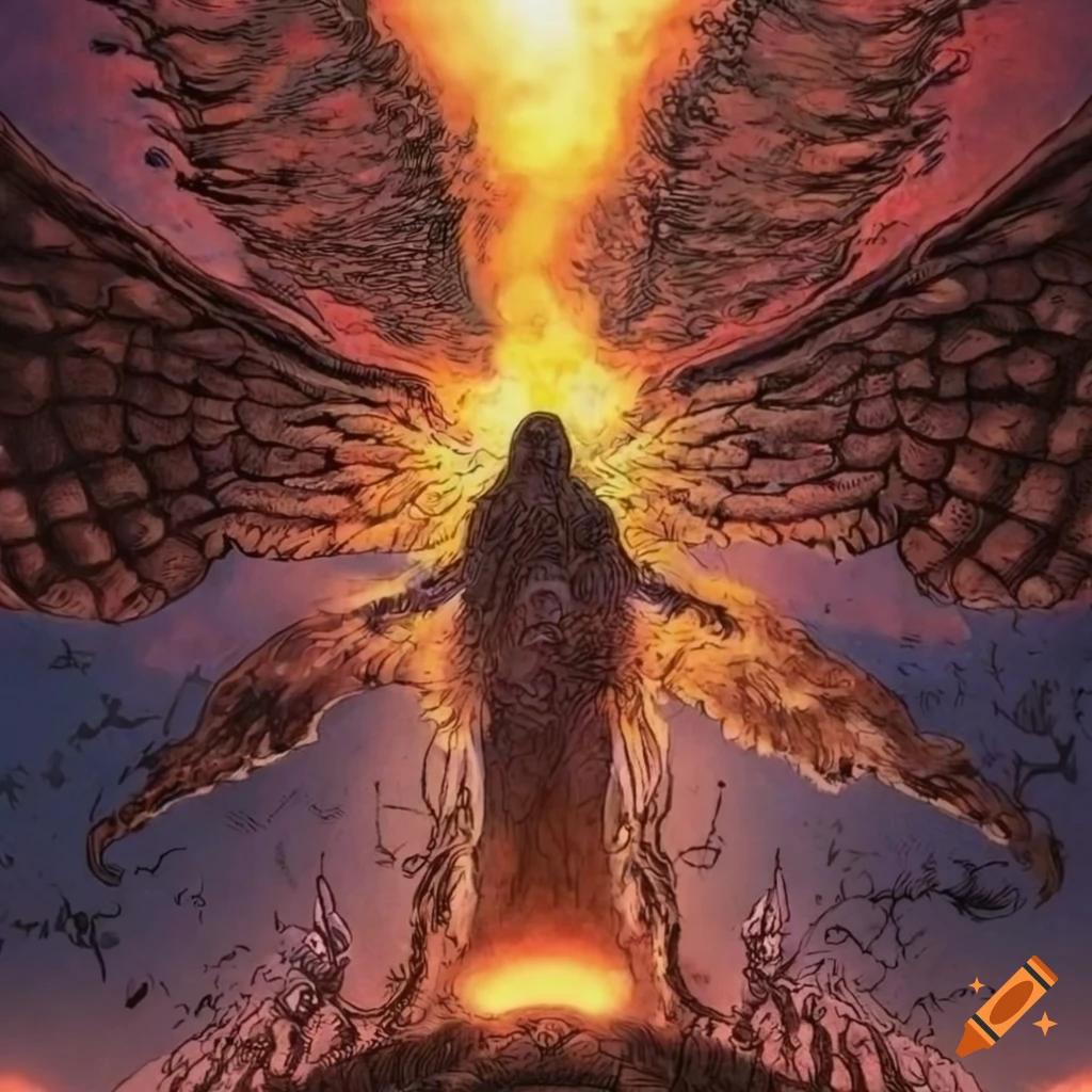 Intricately detailed angel ascending to heaven on Craiyon