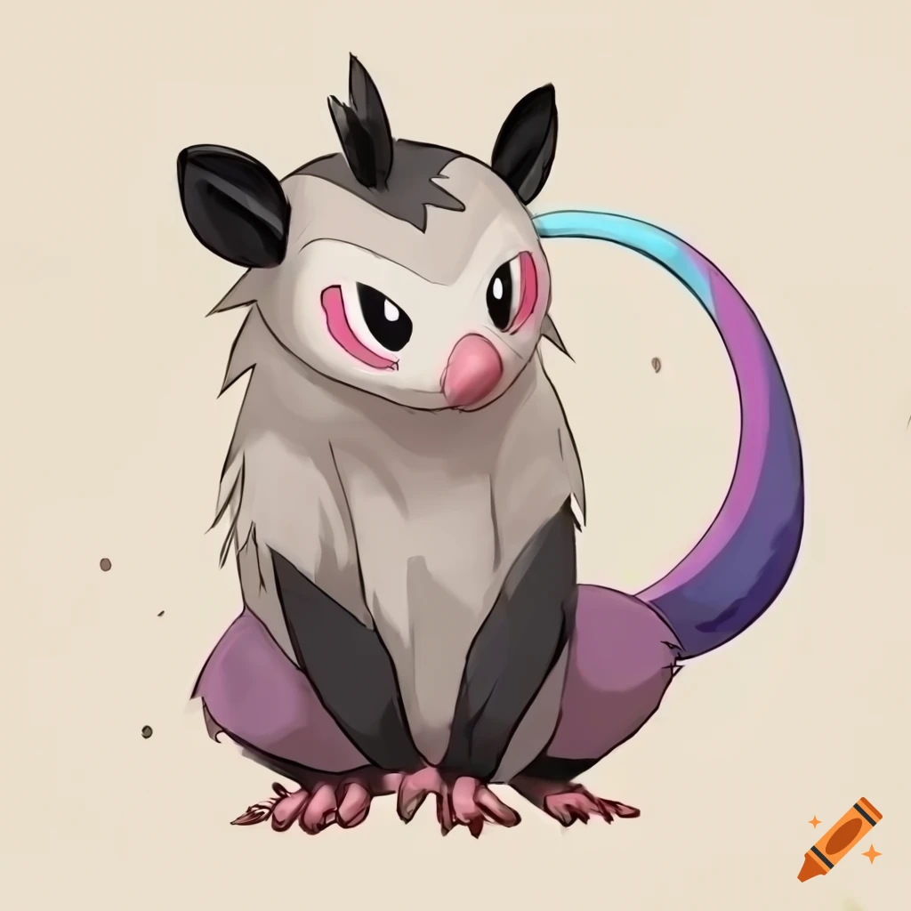 Cartoon of a possum pokemon on Craiyon
